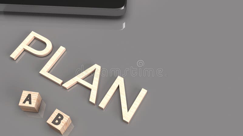 The Plan Word and a B Wood Cube for Symbol Choose 3d Rendering Image ...