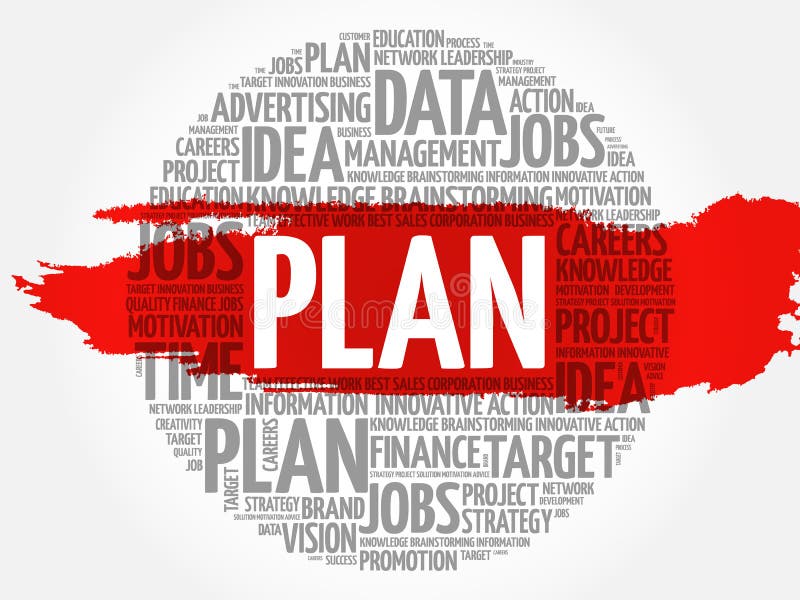 Plan word cloud stock illustration. Illustration of product - 206378356