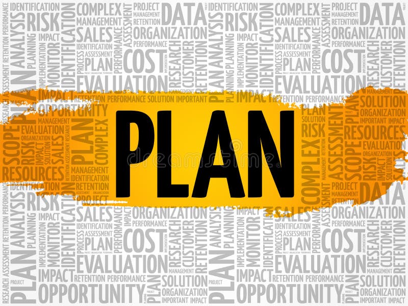 PLAN word cloud collage stock illustration. Illustration of firm ...
