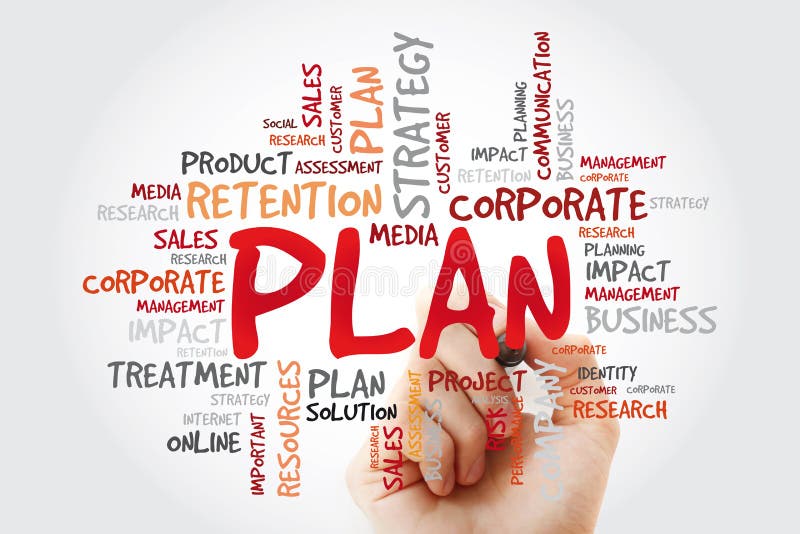PLAN Word Cloud with Marker, Business Concept Stock Image - Image of ...