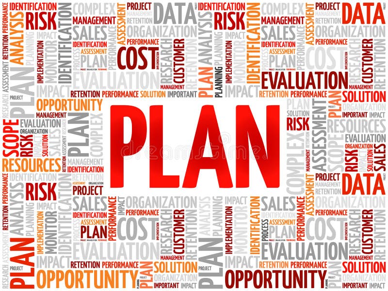 Plan word cloud stock illustration. Illustration of service - 205843344