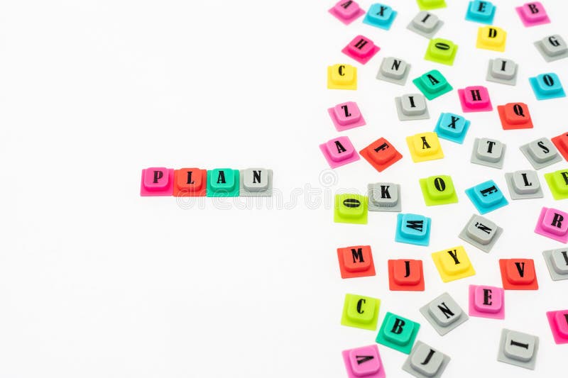 PLAN Word Made with a Colorful Rubber Alphabets on White Isolated ...