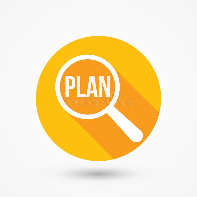 Plan Word Magnifying Glass stock vector. Illustration of icon - 113137063