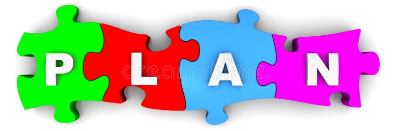 Plan. Word on the Multicolored Puzzles Stock Illustration ...