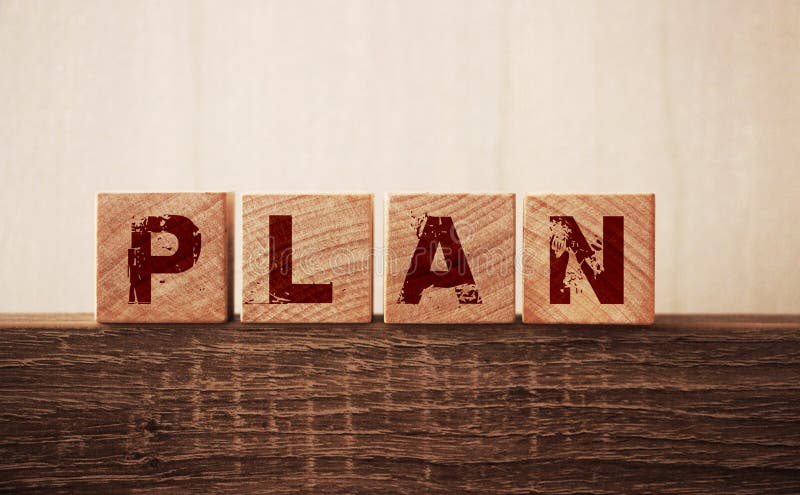 Plan Word on Wooden Blocks on Woode Table. Business Strategy Concept ...