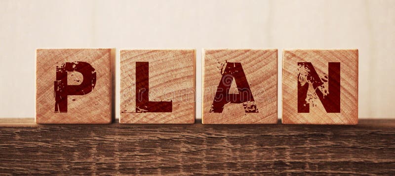 Plan Word on Wooden Blocks on Wooden Table. Business Strategy Concept ...