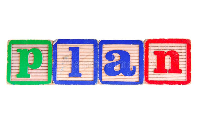 PLAN Written in Old Wooden Blocks Stock Image - Image of time ...