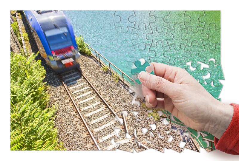 Plan Your Trip by Train - Concept Image in Jigsaw Puzzle Shape Stock ...