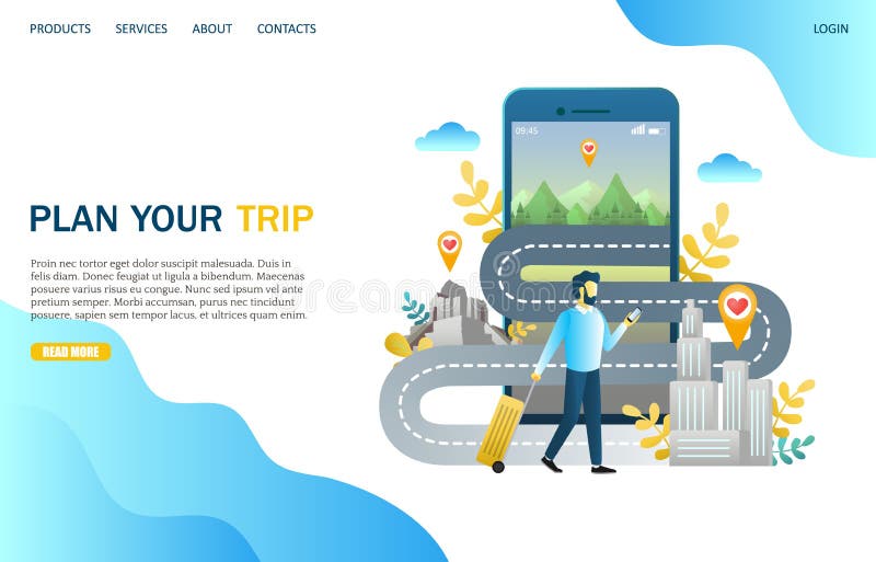 Plan Your Trip Vector Website Landing Page Design Template Stock Vector ...
