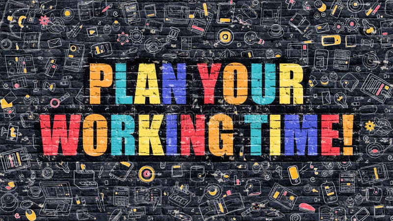 Plan Your Working Time Concept with Doodle Design Icons. Stock ...