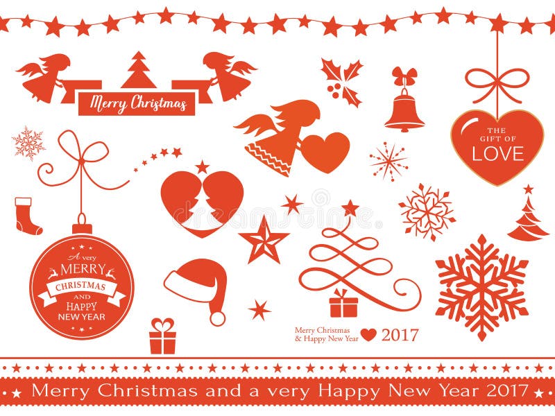 Plana Julsymboler, Symboler Vektor Illustrationer - Illustration av ...