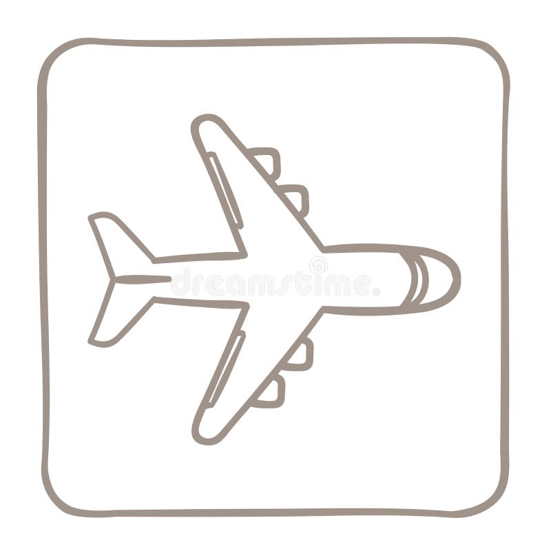 Airplane Icon in a Light Brown Frame. Vector Graphics. Stock Vector ...
