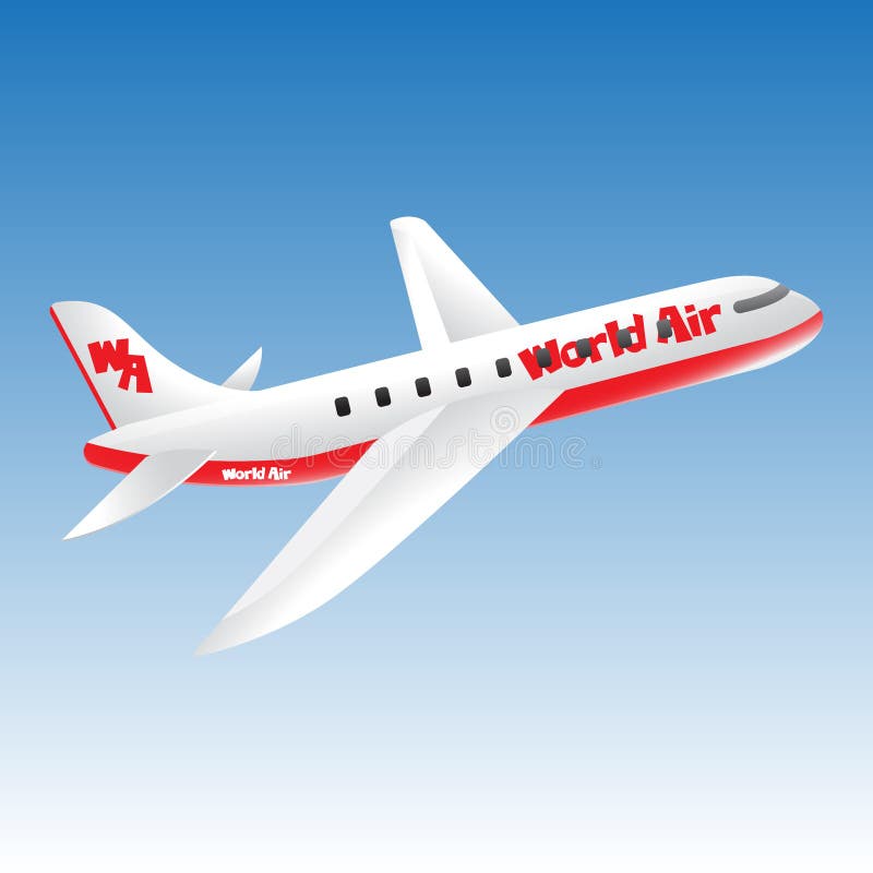 Simple Vector Illustration of a Flying Plane in a Blue Sky Stock Vector ...