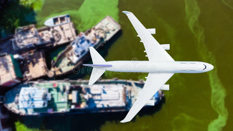 Plane Above the Ground. Aerial City View. Stock Image - Image of ...