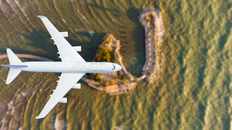 Plane Above the Ground. Aerial City View. Stock Image - Image of ...