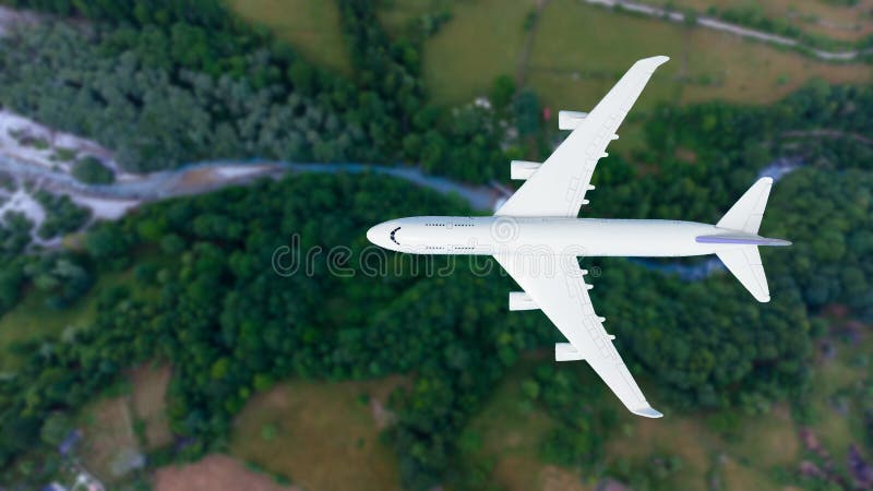 Plane Above the Ground. Aerial City View. Stock Photo - Image of ...