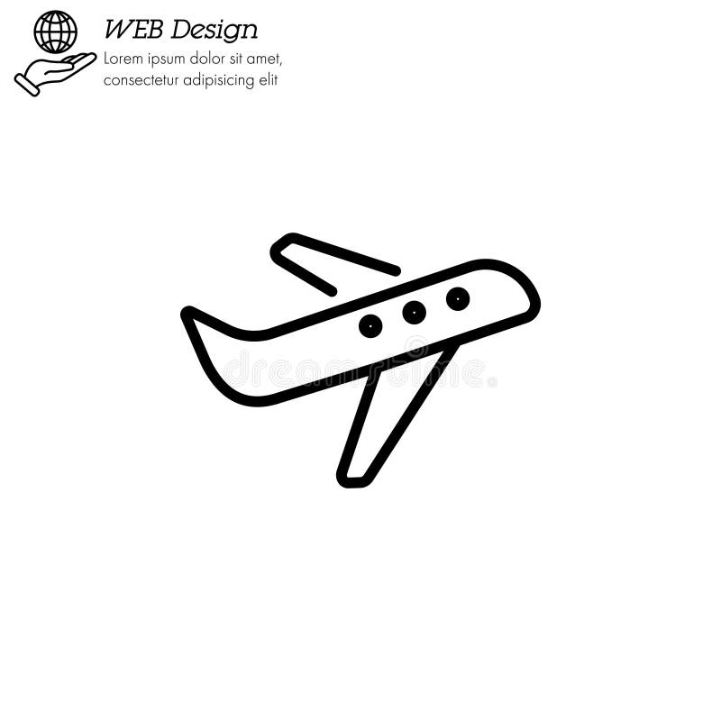 Plane, Airplane Icon Thin Line, Linear, Outline. Simple Sign Stock ...