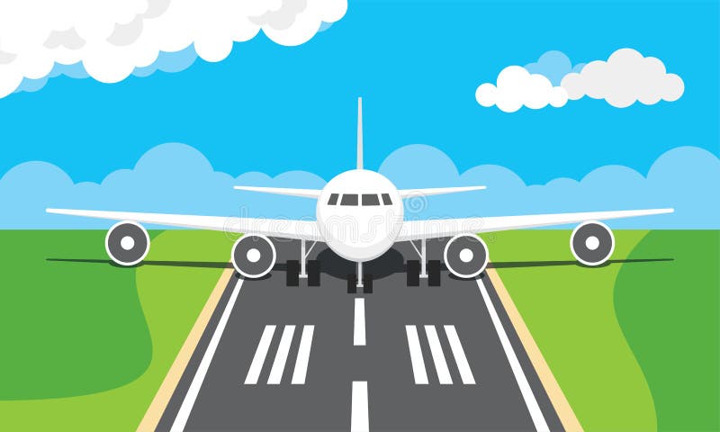 Plane on an airport runway stock vector. Illustration of commute - 76568195