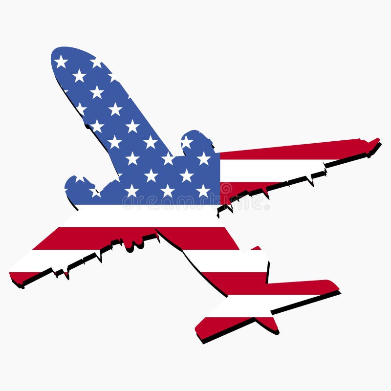 Plane with American flag stock vector. Illustration of america - 10671646