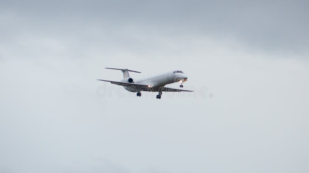 Plane Approaching Landing during Bad Weather Stock Photo - Image of ...