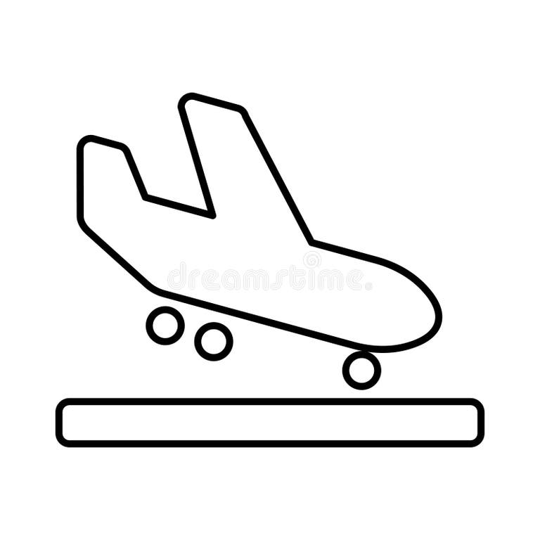 Plane Arrival Icon in Line Style Stock Vector - Illustration of landing ...