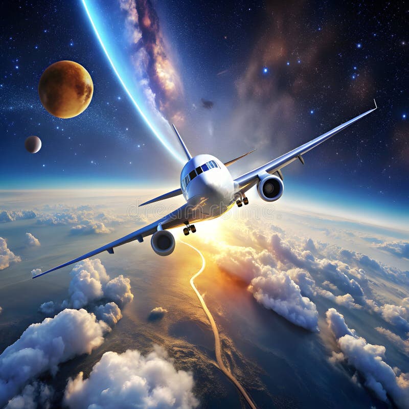 A Plane Ascends from the Earth S Surface, Breaking through the ...