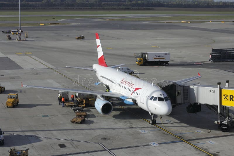 Plane Austrian Airline at the Airport in Vienna Editorial Stock Image ...