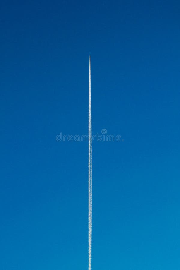 Plane in Blue Sky, Straight Line. Quality Photo Stock Image - Image of ...
