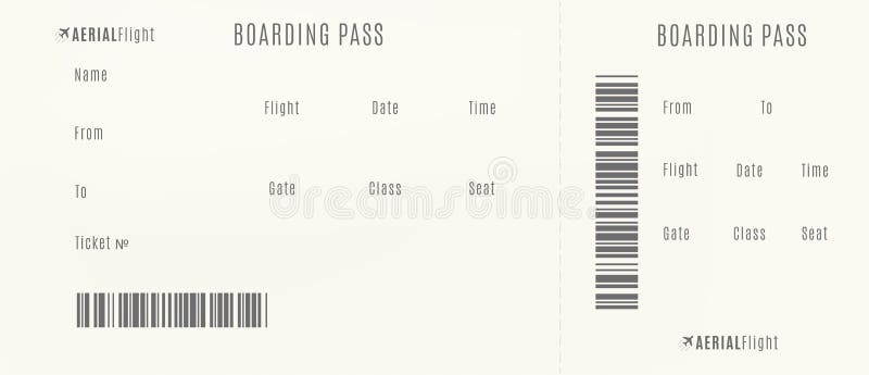 Plane Boarding Pass Template Stock Vector - Illustration of airplane ...