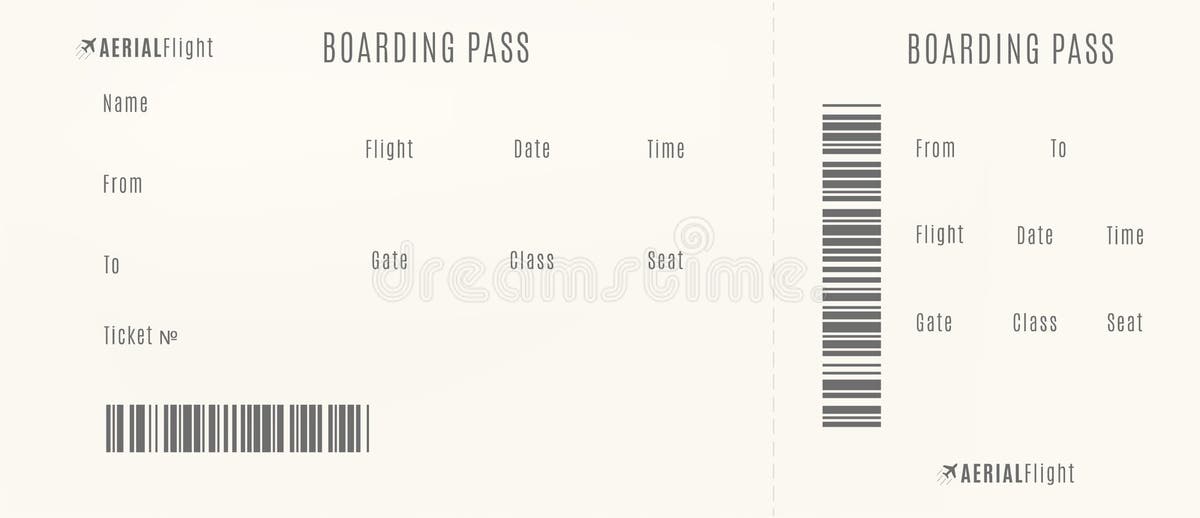 Clear Airplane Boarding Pass Template Stock Illustrations – 3 Clear ...