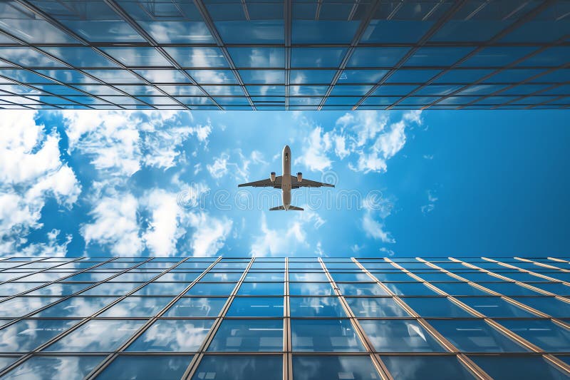 Plane and Building, AI Generated Stock Illustration - Illustration of ...