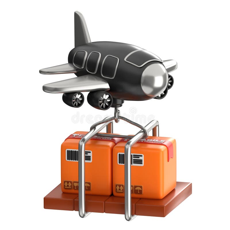 Plane Cargo 3D Icon stock illustration. Illustration of commercial ...