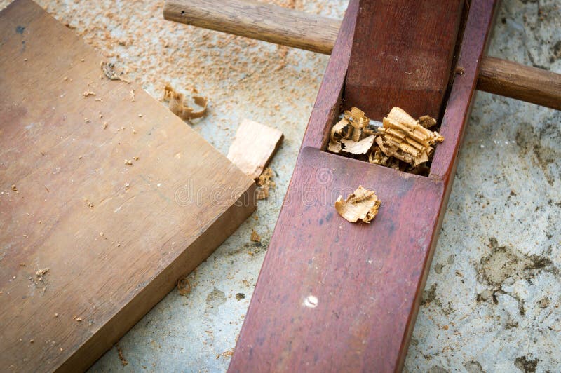 A Plane In A Carpentry Workshop. Stock Photo - Image of work ...