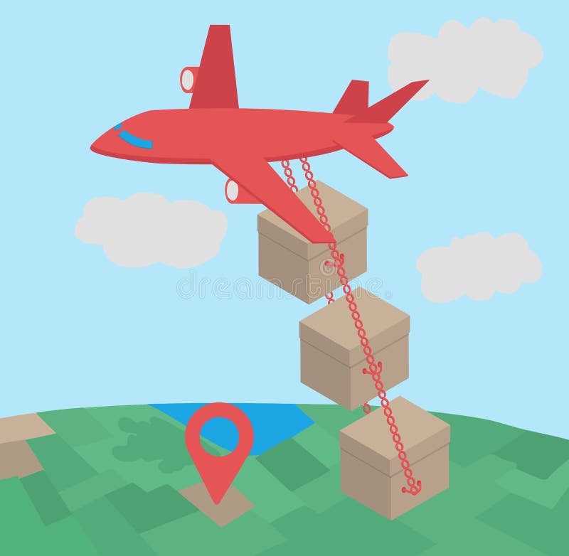 The Plane Carries Boxes As a Concept of Express Delivery Vector ...