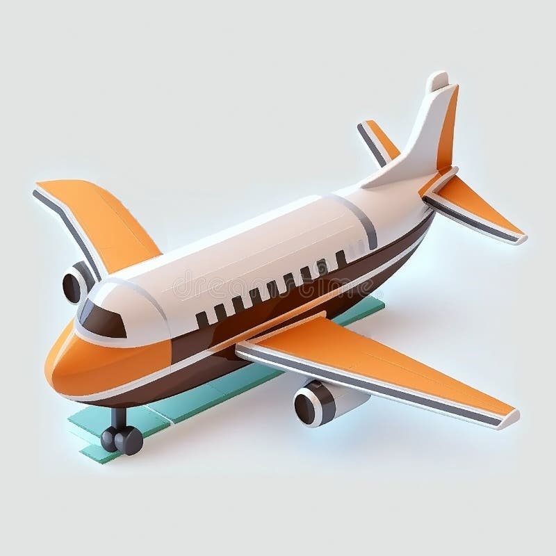Plane Cartoon Style on White Background Stock Illustration ...