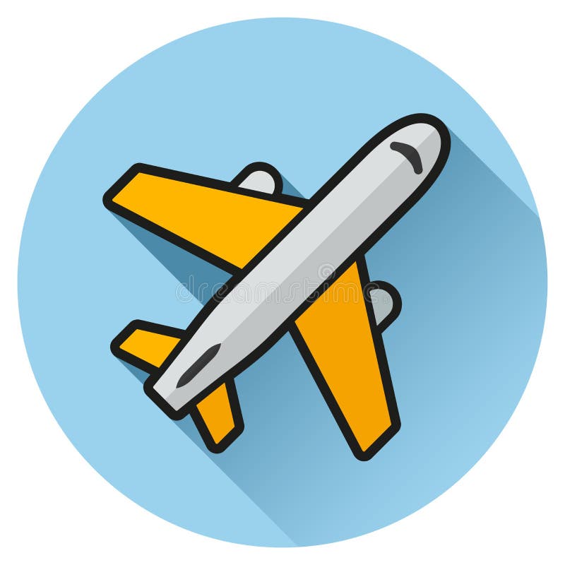 Plane Circle Blue Flat Icon Stock Vector - Illustration of plane ...