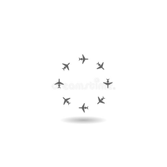 Plane Circle Icon with Shadow Stock Vector - Illustration of wing, mark ...