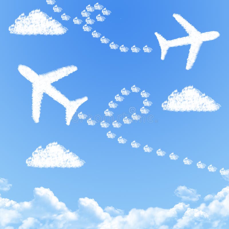 Plane on Cloud Shaped ,dream Concept Stock Illustration - Illustration ...