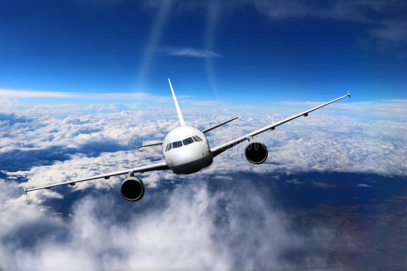 Plane Clouds on the Plane Nature Background Blue Stock Photo - Image of ...