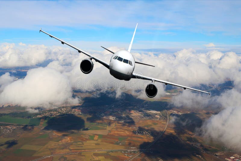 Plane Clouds on the Plane Nature Background Blue Stock Photo - Image of ...