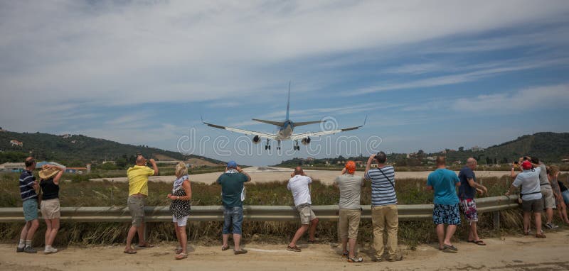 Plane Coming in To Land, Skiathos, Greece Editorial Image - Image of ...