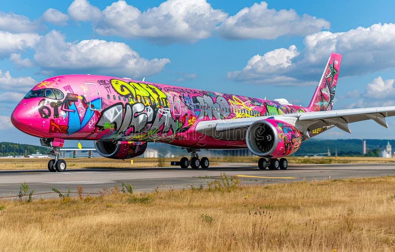 The Plane is Completely Covered with Graffiti. Generative AI Stock ...