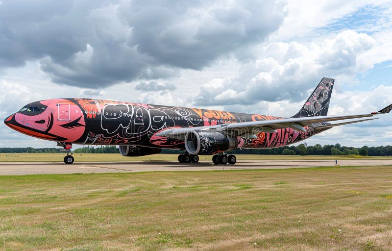 The Plane is Completely Covered with Graffiti. Generative AI Stock ...