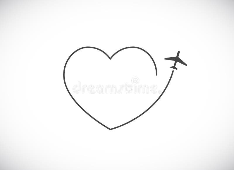 Plane with Heart Shape Cloud Icon Stock Vector - Illustration of ...