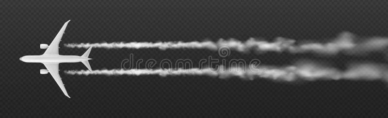 Plane Condensation Trail with Smoke Cloud Vector Stock Vector ...