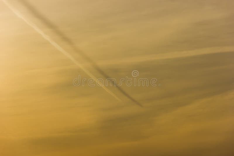 Plane Contrail Leave Shadow on Clouds Above Stock Image - Image of ...