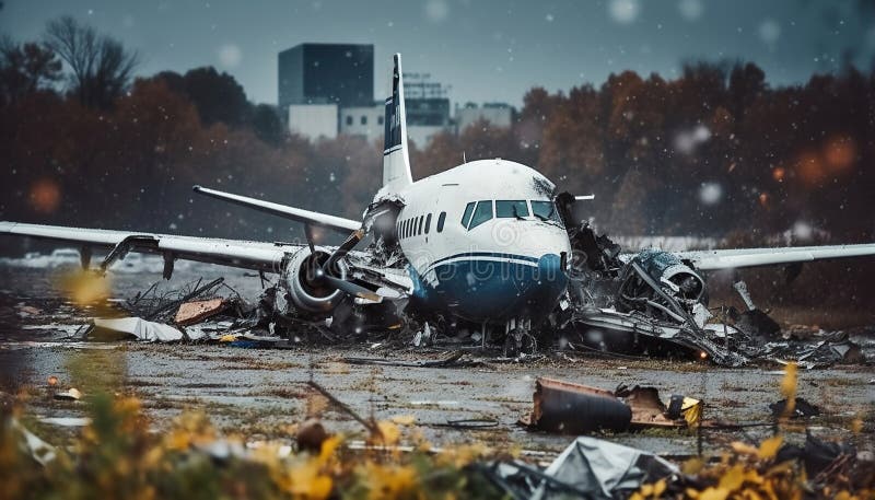 Plane Crash, Crashed Airplane, Air Accident. Generative AI Stock ...