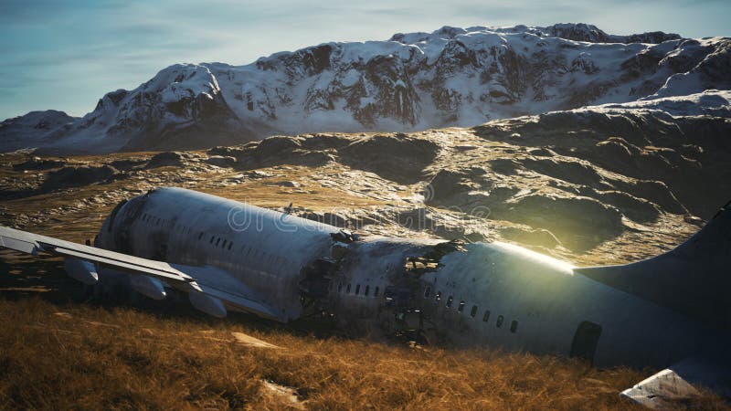 Plane Crashed on a Mountain Stock Illustration - Illustration of ...