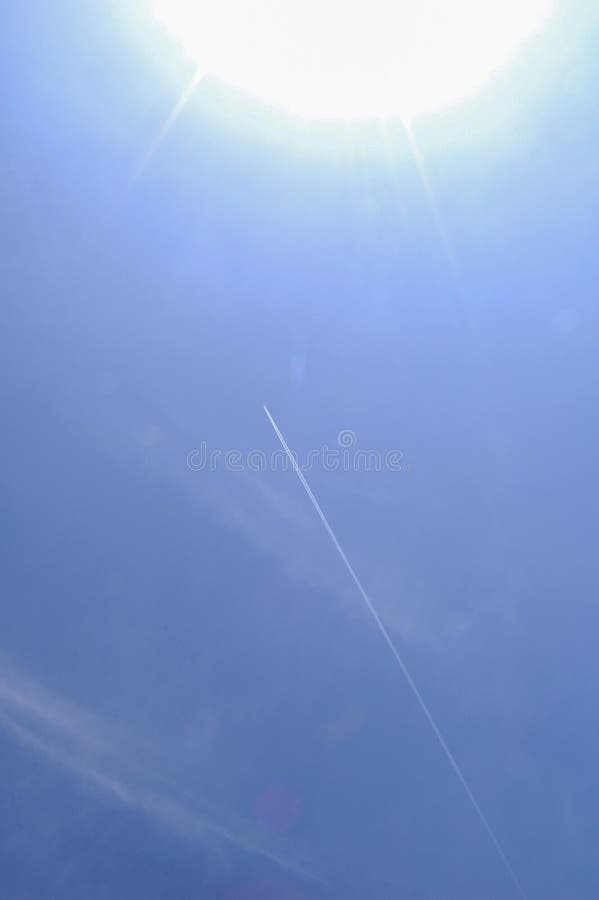 The Plane Crossed a White Line in the Blue Sky Stock Image - Image of ...