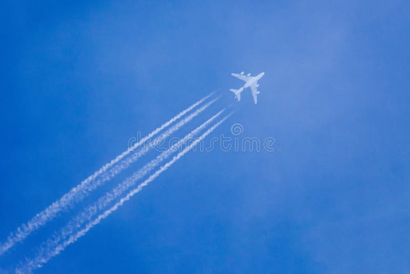 Plane stock photo. Image of traces, blue, clear, background - 31477094